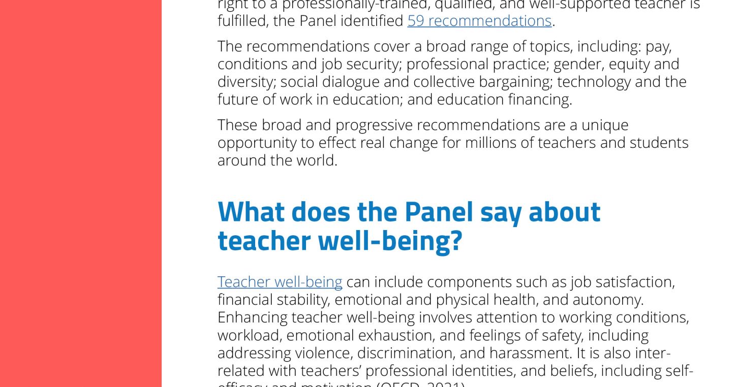Activating the recommendations on teacher well-being